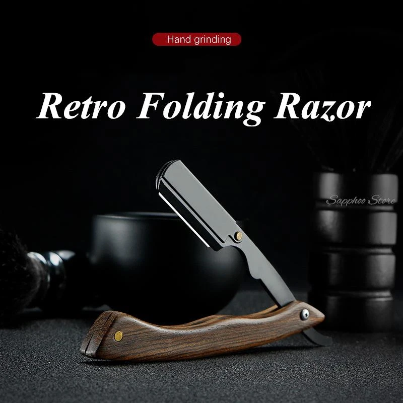 Professional Straight Edge Stainless Steel Folding Razor Golden ...