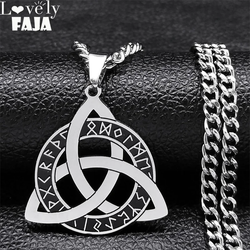 Viking Runes Triquetra Pendant Necklace Celtic Knot Symbol Holy Trinity ...