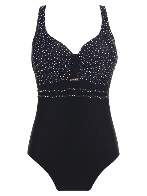 Andzhelika Plus Size Swimwear Dot V Neck One Piece Swimsuit for Women ...