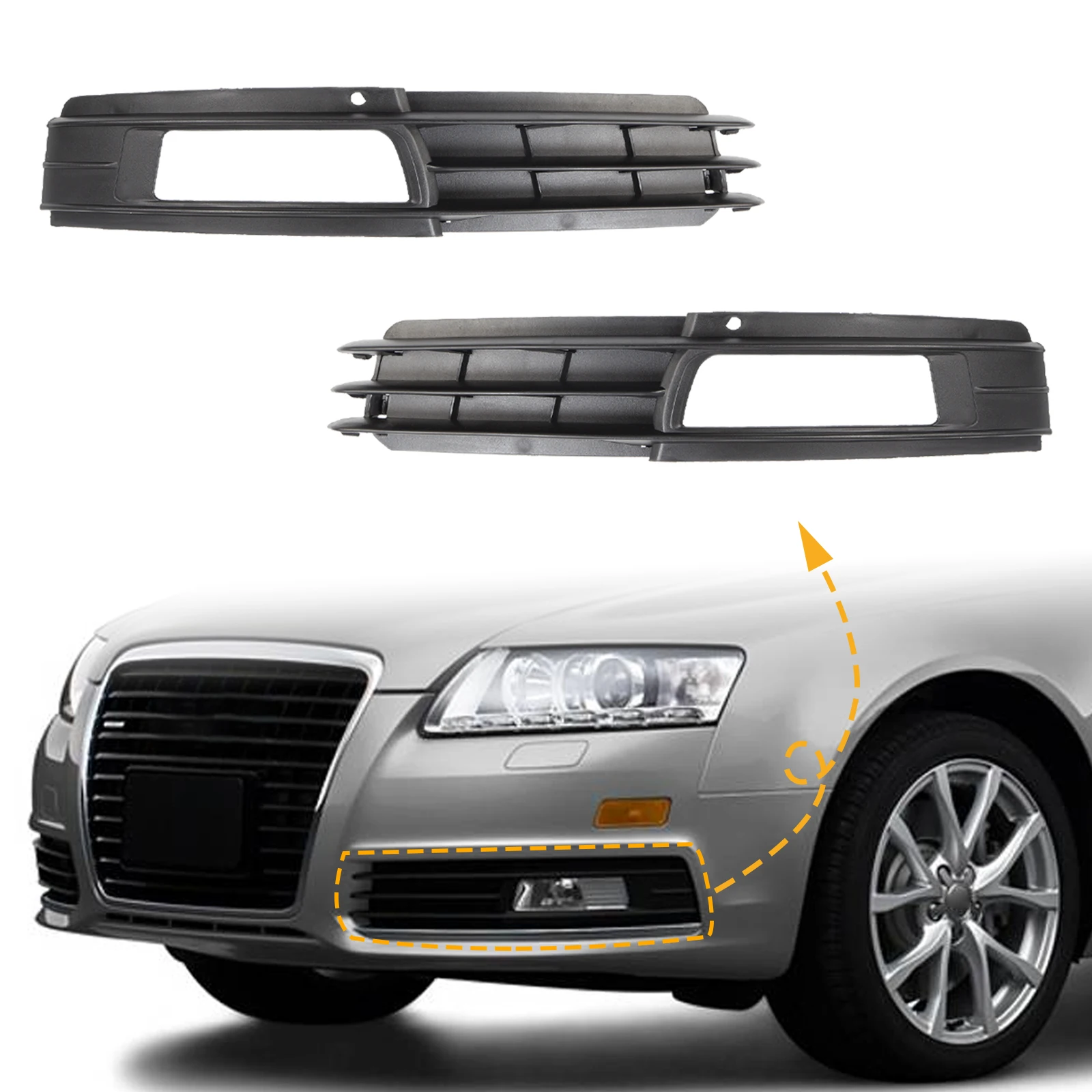 Fog-Light-Frame-Lamp-Trim-Grill-Cover-Under-Front-Bumper-For-Audi-A6-C6 ...
