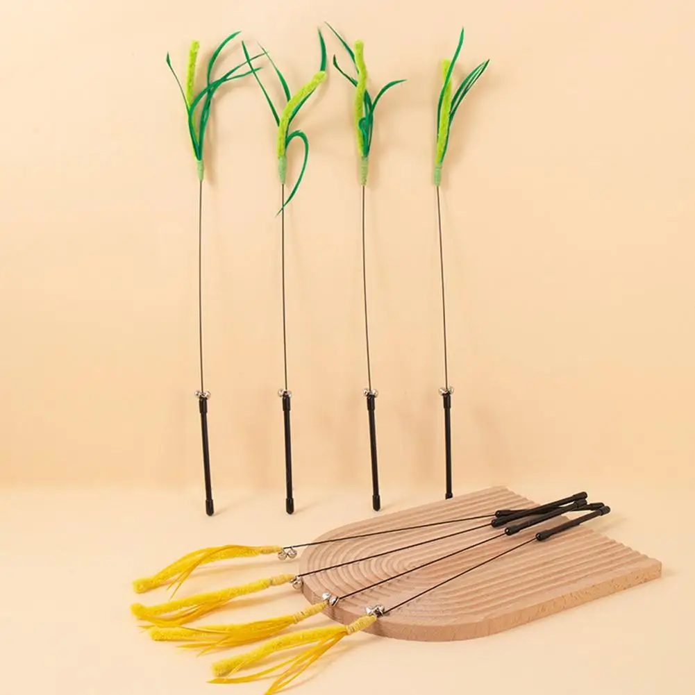 Cat Teasing Toy Interactive Tail Grass Dog Sage Feather Long Pole Cat ...