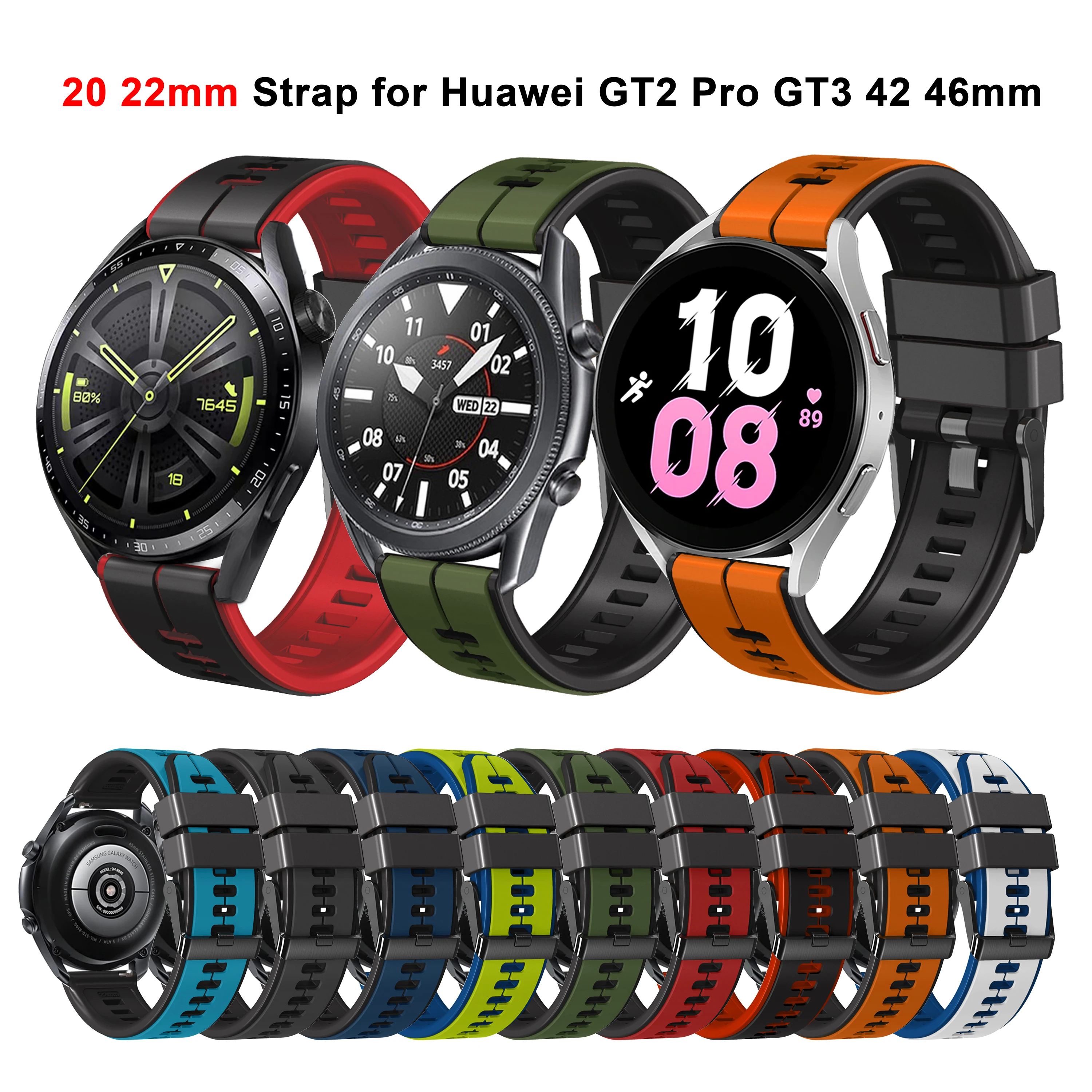 Correa de silicona para reloj inteligente, pulsera para Huawei Watch GT2, GT3 Pro, 46, 42mm ...