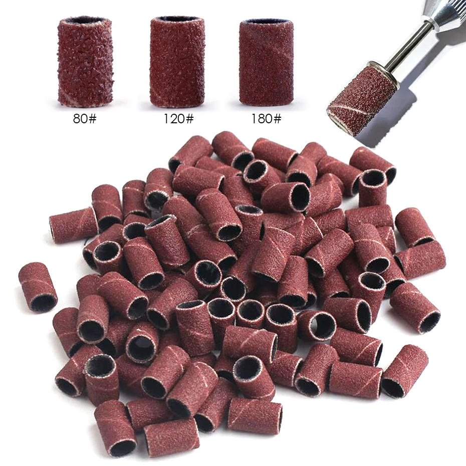 100/50pc Sanding Cap Bands For Electric Manicure Machine 180/120/80 ...