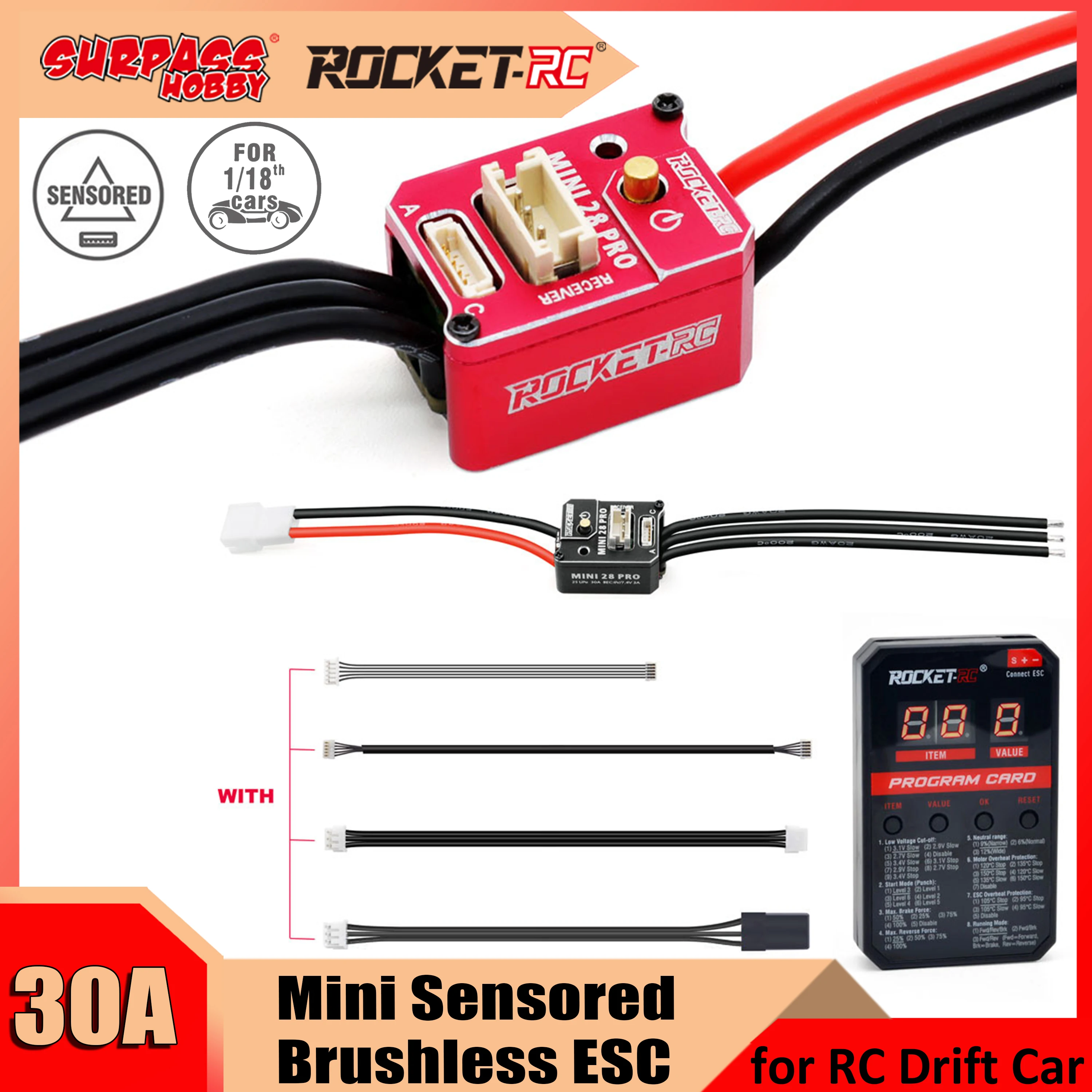 Surpass-Hobby-Rocket-RC-Sensored-Brushless-Motor-30A-ESC-Programming ...