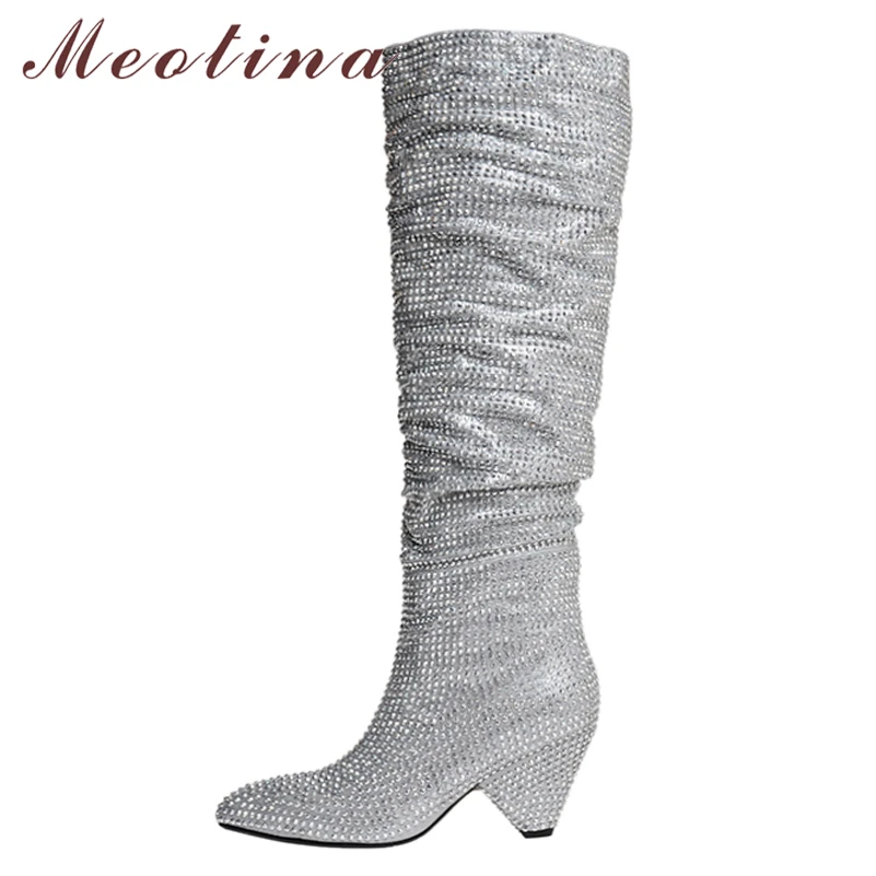 Meotina Botas largas hasta la rodilla para mujer, zapatos occidentales ...