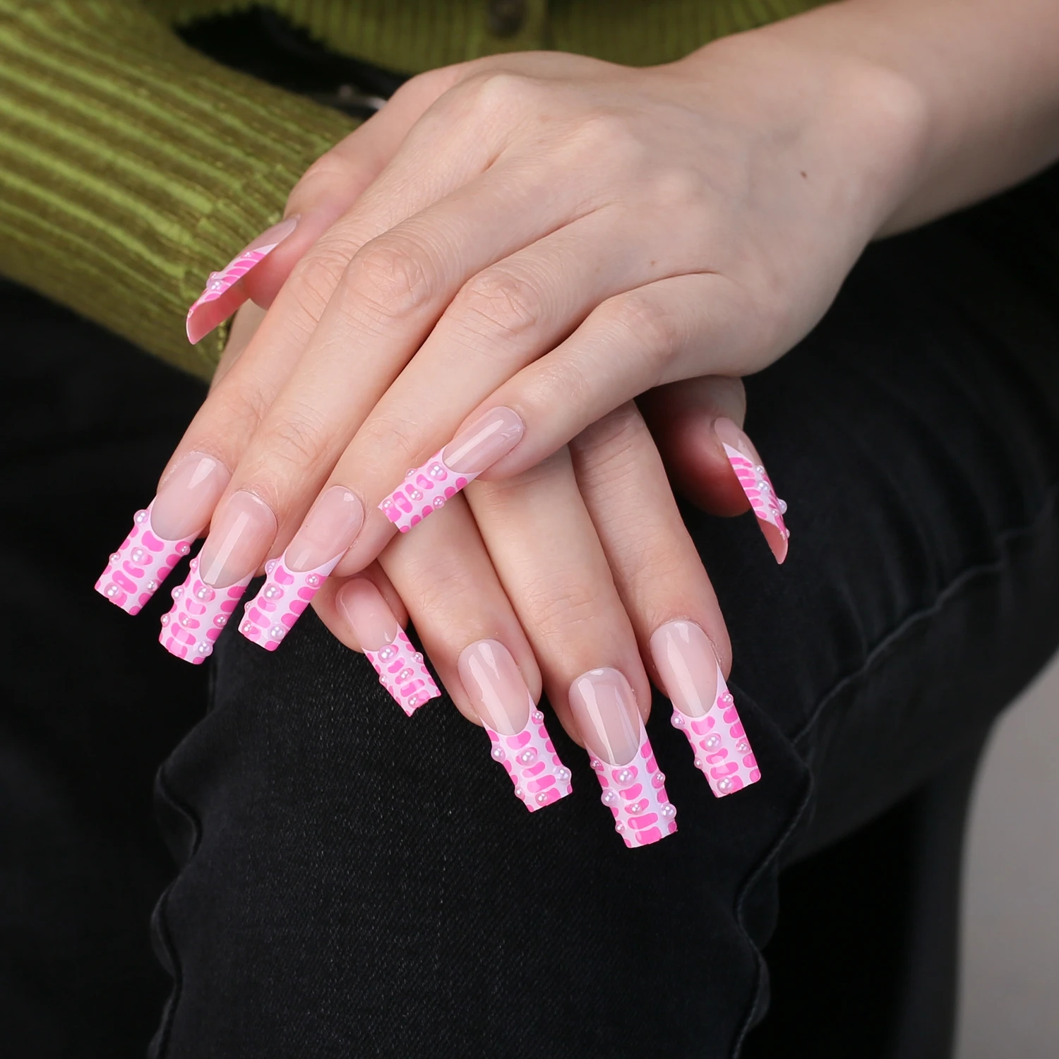 Pearl Tip Acrylic Nails