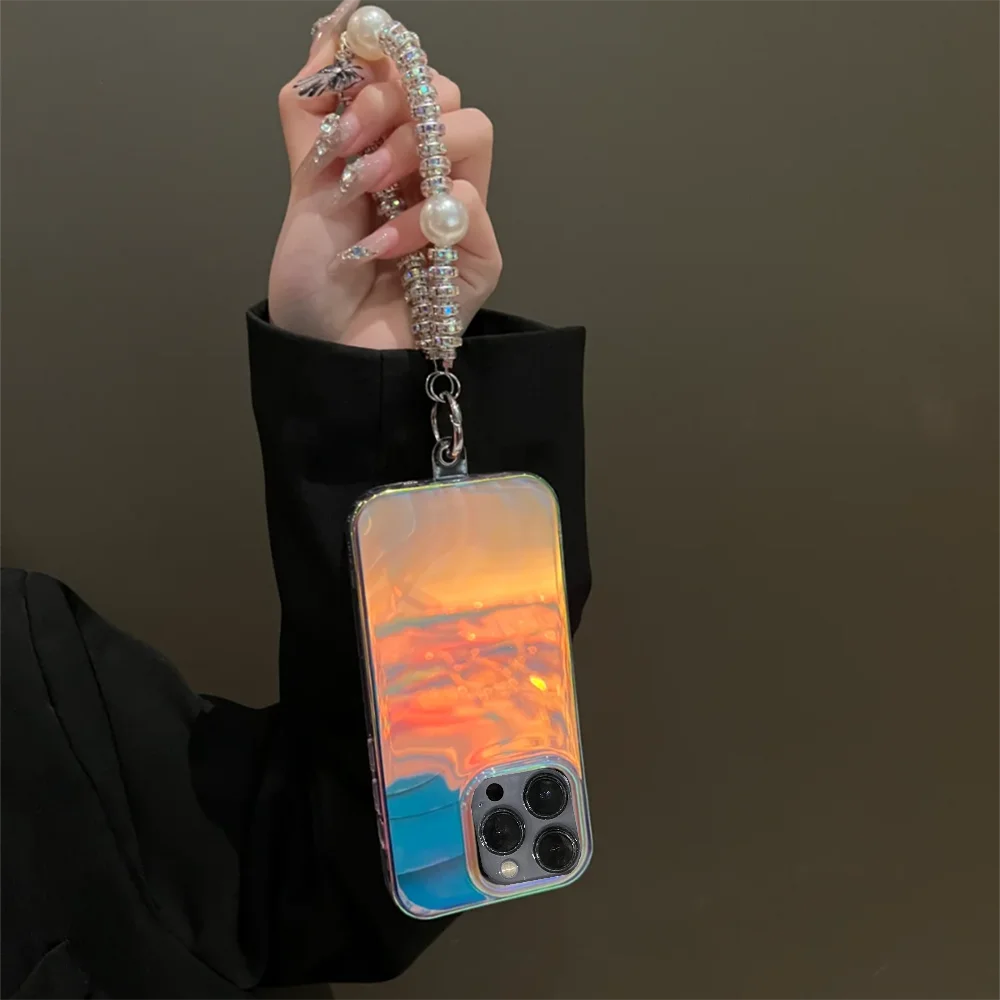 Radiant-Color-Change-Phone-Case-Pearl-Strap-For-iPhone-15-13-14-12-11 ...