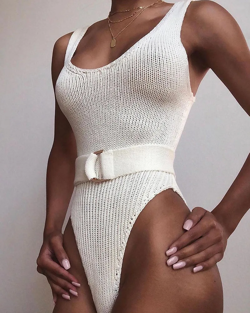 Lace up Back Sleeveless Round Neck Bodysuit Slim Solid Color Spring Summer Romper Bodysuits Sexy ...