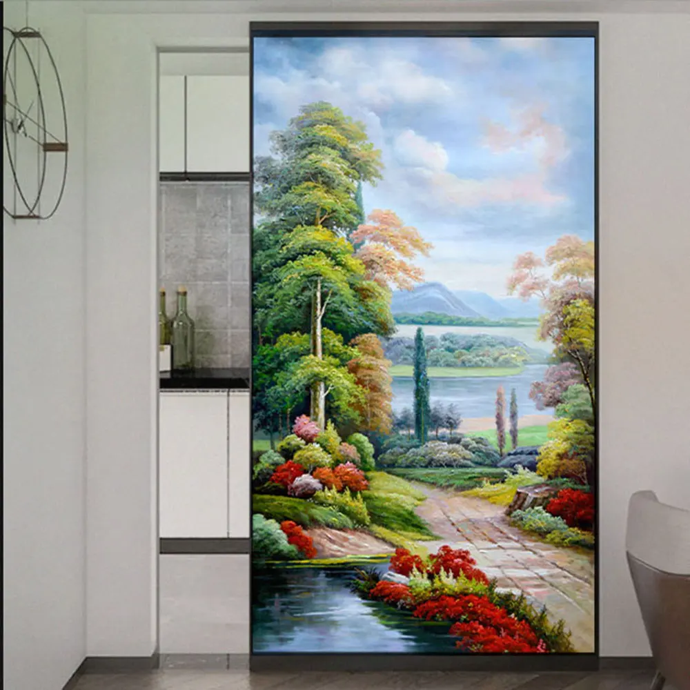 Privacy-Window-Film-Decoration-Oil-Painting-Natural-Scener-Glass-Window ...