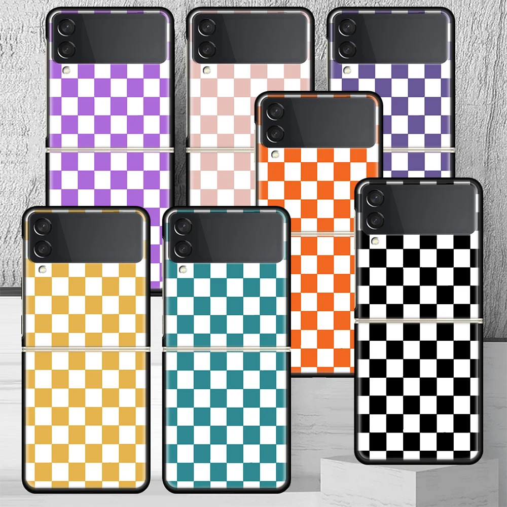 Retro Classic Chess Board Grid Phone Case For Samsung Galaxy Z Flip 7 6 ...