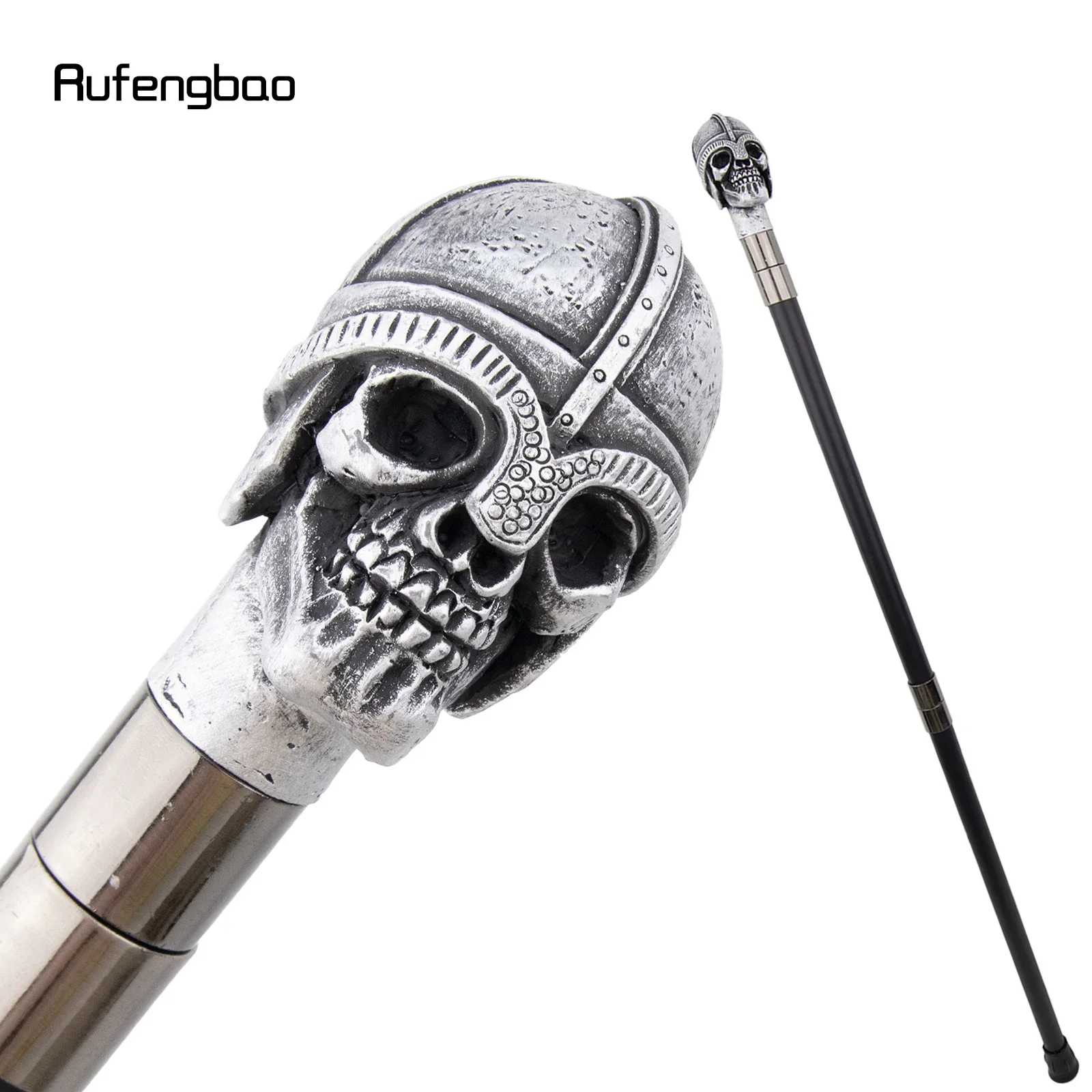 Silver Resin Helmet Skull Head Walking Cane Fashion Decorative Steel ...