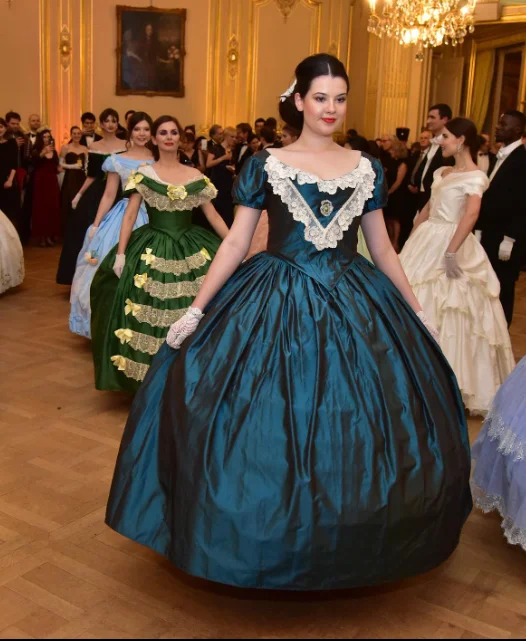 1860s Victorian Blue Princess Cosplay Costume Prom Dress Renaissance ...