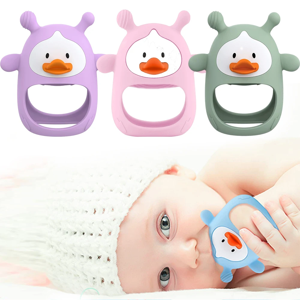 Chew-Toy-for-Teething-Baby-Never-Drop-Silicone-Baby-Teether-Hand ...