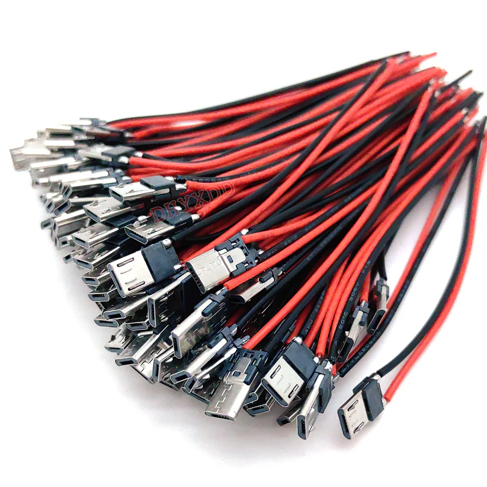 100Pcs-Micro-USB-2Pin-Horizontal-Vertical-2P-Simple-Soldered-Male-Plug ...