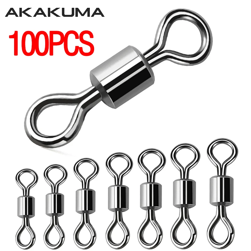 Memancing-100Pcs-set-Fishing-Barrel-Bearing-Rolling-Swivel-Solid-Ring ...