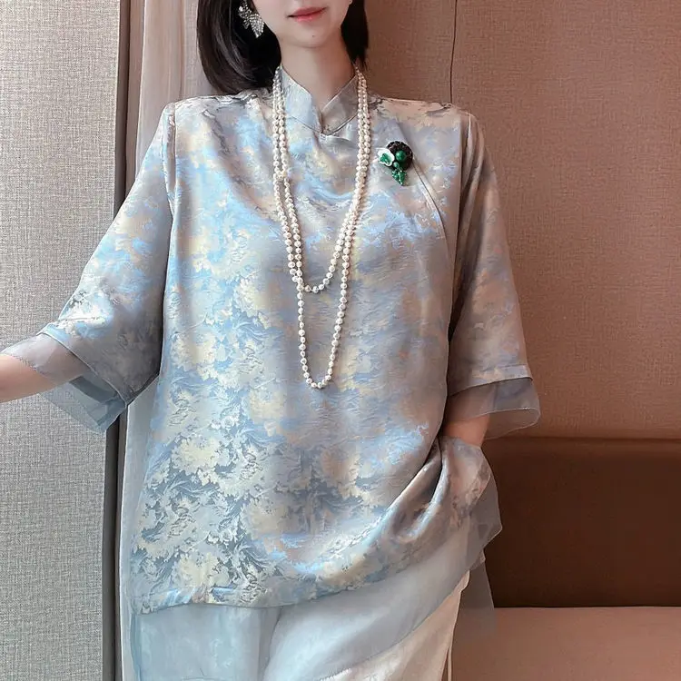 Qipao tradicional chino para mujer, camisa de estilo cheongsam, blusa ...