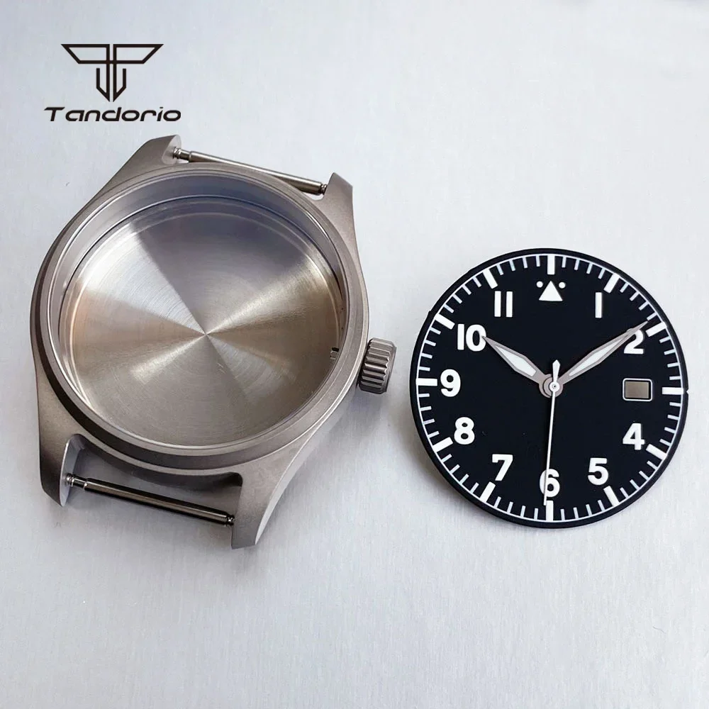 Titanium 39mm Pilot Watch Case Dial Hands Set Sapphire 20BAR Screw ...