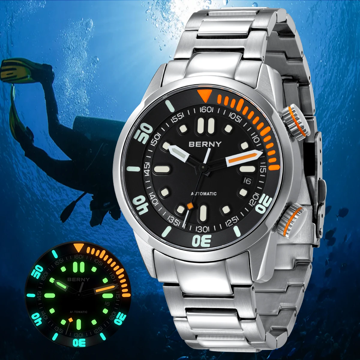 BERNY-Orologio-subacqueo-automatico-da-uomo-Super-luminoso-Design ...