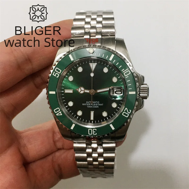BLIGER-40mm-NH35A-Mechanical-Green-Diving-Watch-For-Men-Green-dial ...