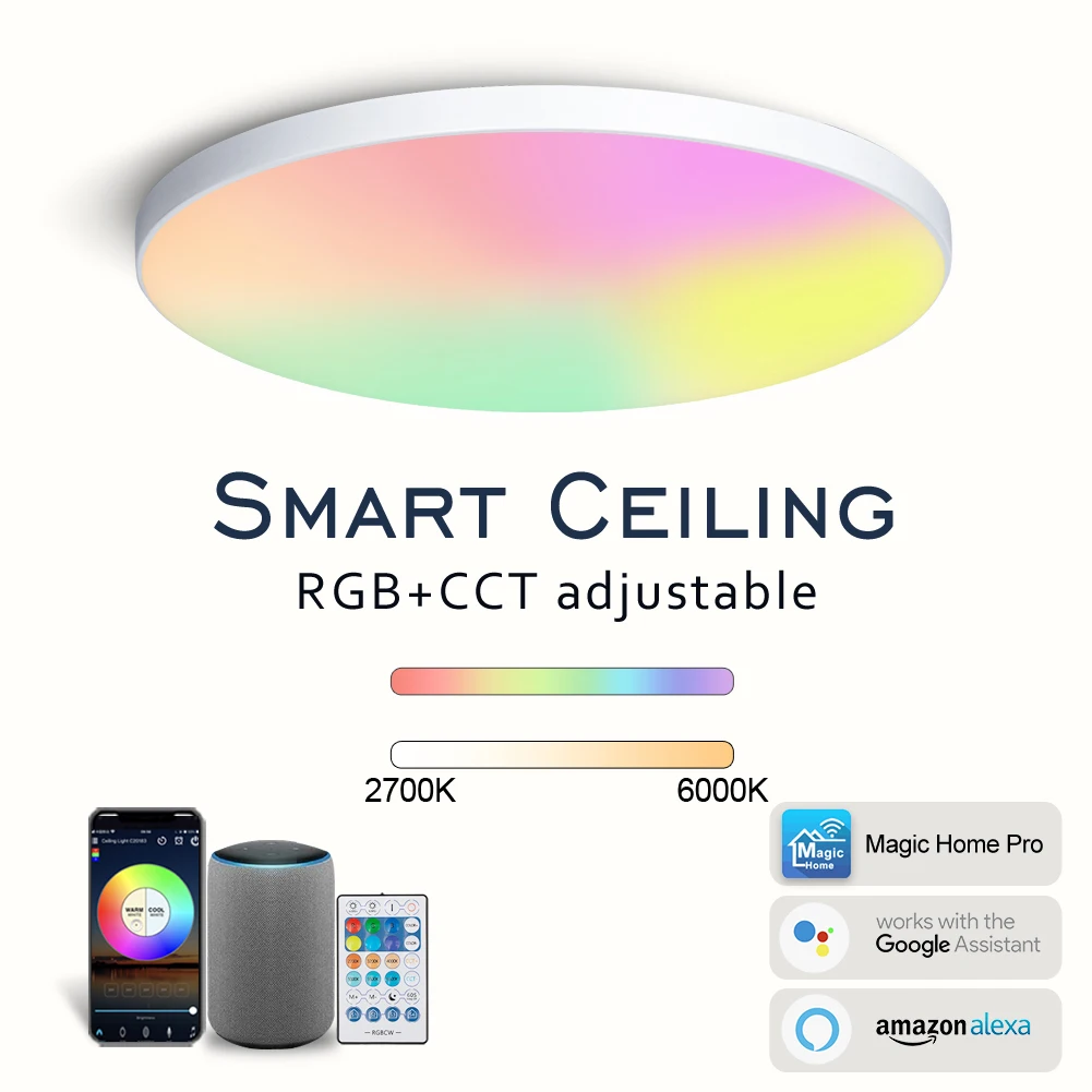 MARPOU RGB Smart Ceiling light With App Voice Control Alexa/Google ...
