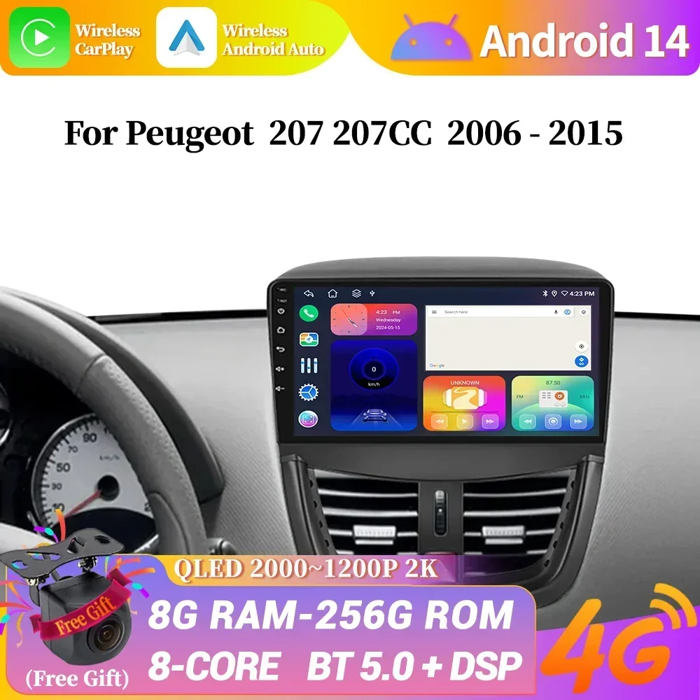 For Peugeot 207 207CC 2006-2015 Multimedia Car Radio Stereo Auto Radio ...