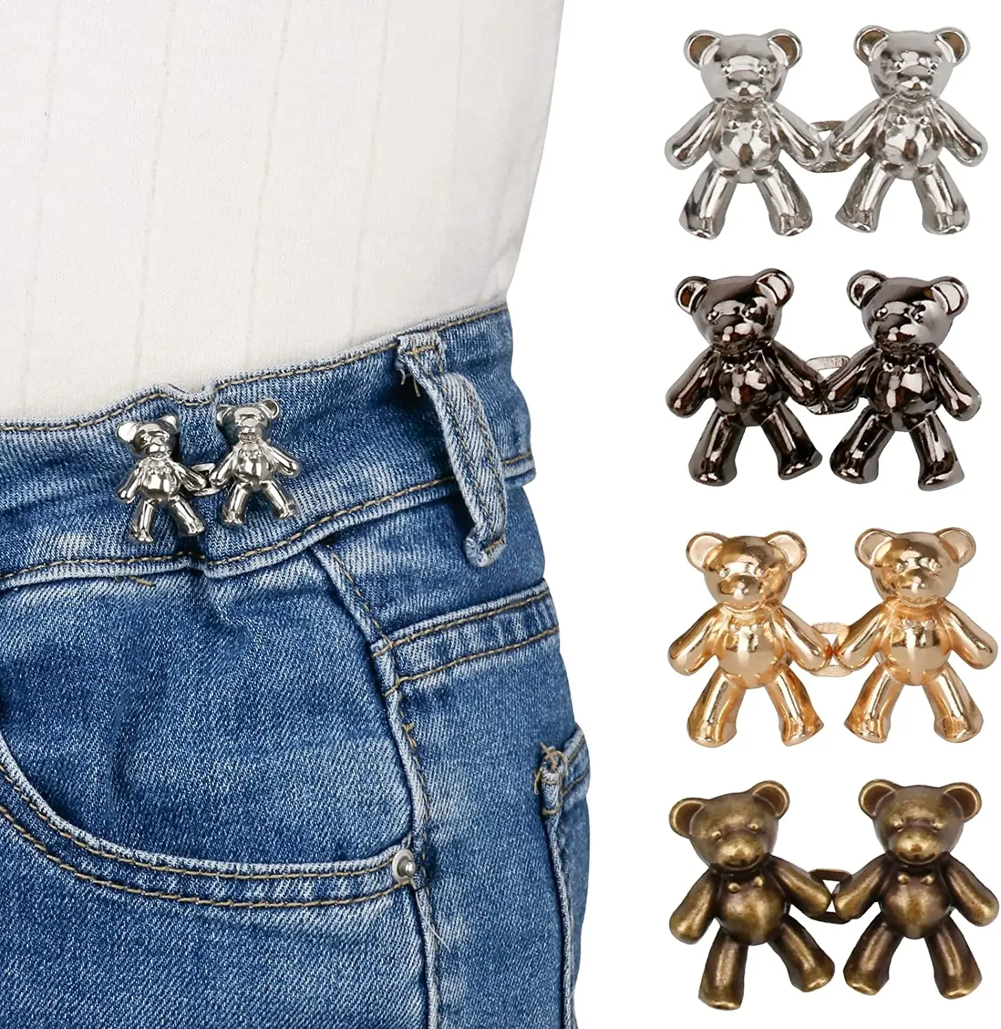 2pcs-Bear-Shaped-Adjustable-Jean-Button-Waist-Buckle-Snap-Pants-Buckle ...