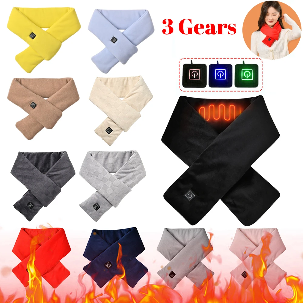 Electric Heating Scarf 3 Gear Winter Heated Scarf Neck Warmer USB ...