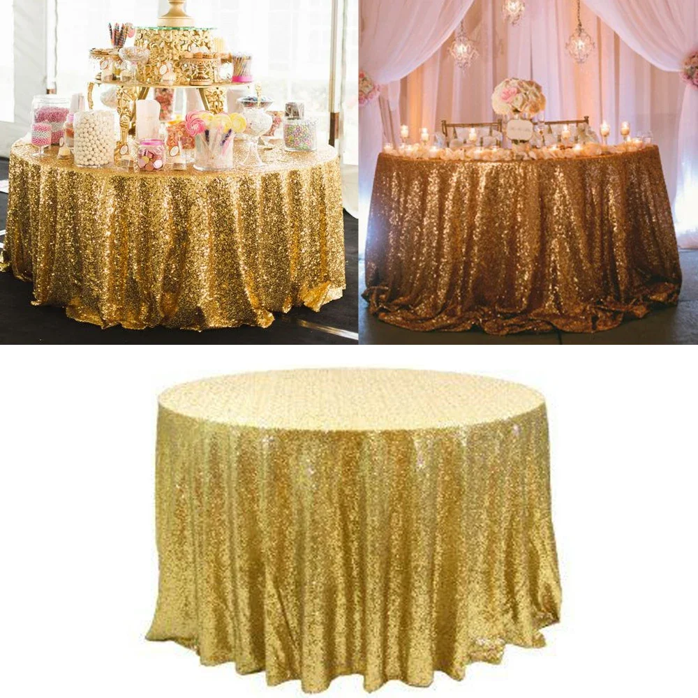Gold-Sequin-Glitter-Round-Tablecloth-Party-Elegant-Round-Table-Cloth ...