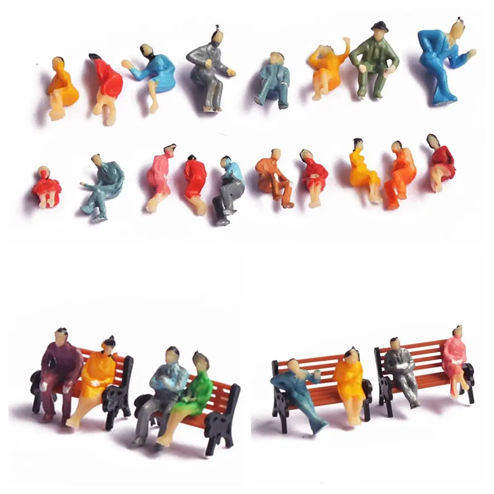 100pcs 1:87/100 Scale Seated Painted Model People Figures Railway ...