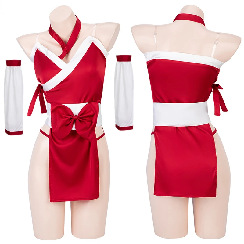 Anime Game Girl Ninja Uniform Costumes Women Japanese Big Bow Kimono ...