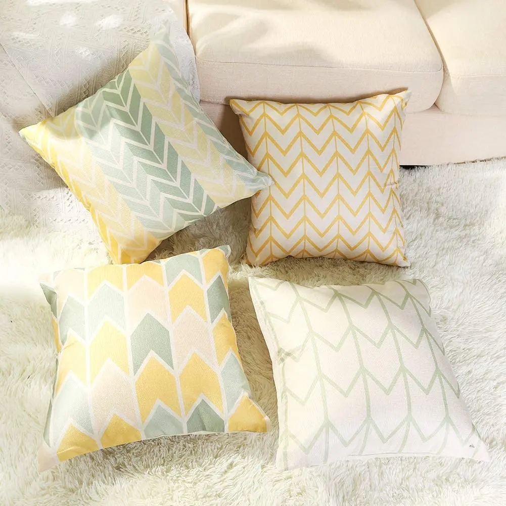 Linen-Cushion-Cover-Triangle-Geometric-Pattern-Pillowcase-For-Sofa-Home ...