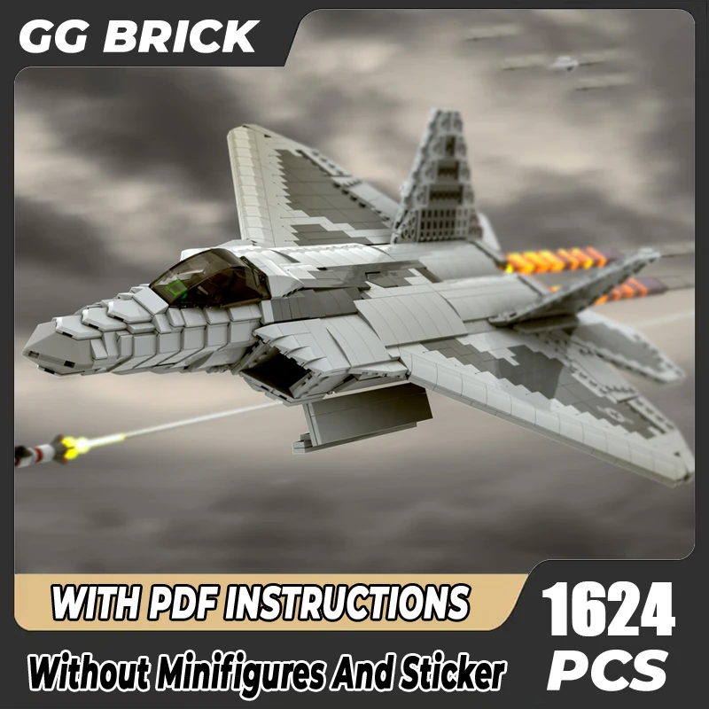 Military-Series-Moc-Building-Blocks-1-35-Scale-F-22-Raptor-Model ...