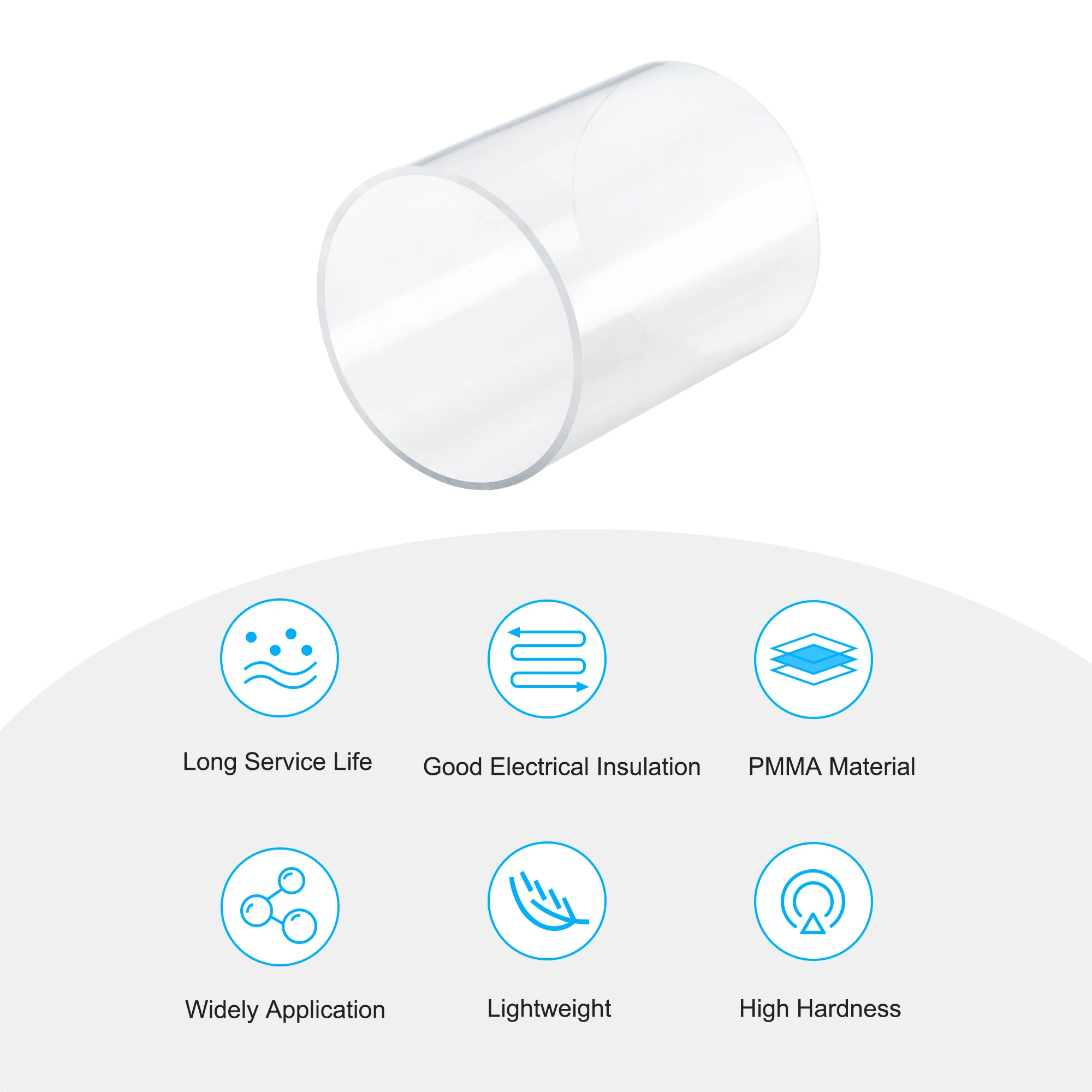 1Pcs 100mm Length Clear Acrylic Pipe Rigid Round Tube High Transparent ...