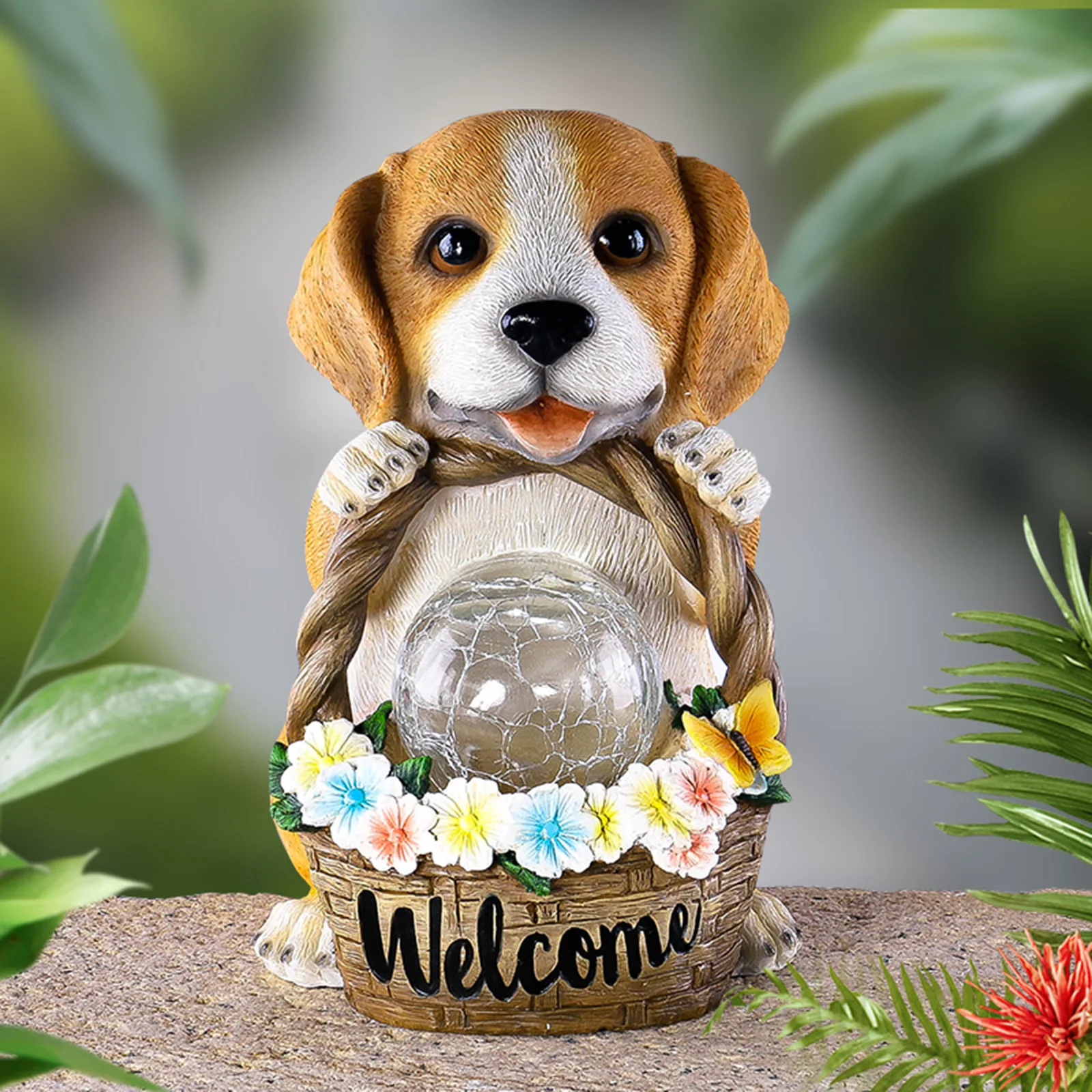 Beagle Dog Statues Led Light Welcome Signs Home Outdoor Garden Yard De ...