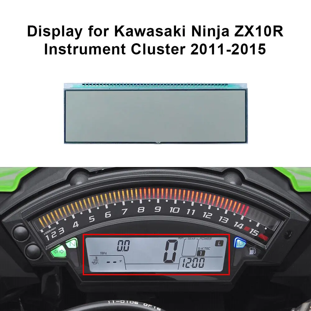 Dashboard LCD Display for Kawasaki Ninja ZX10R Instrument Cluster 2011-2015