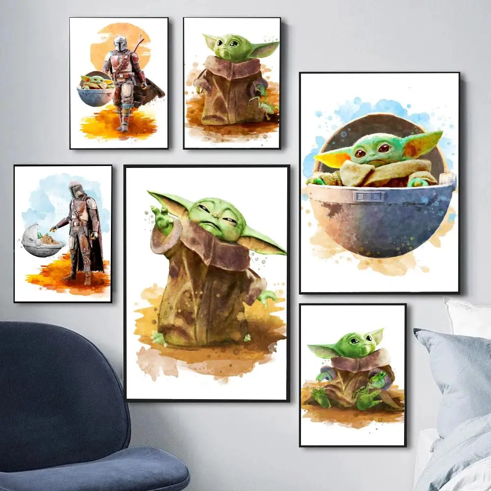 Cute-Baby-Yoda-Classic-Movie-Posters-Whitepaper-Sticker-DIY-Room-Bar ...