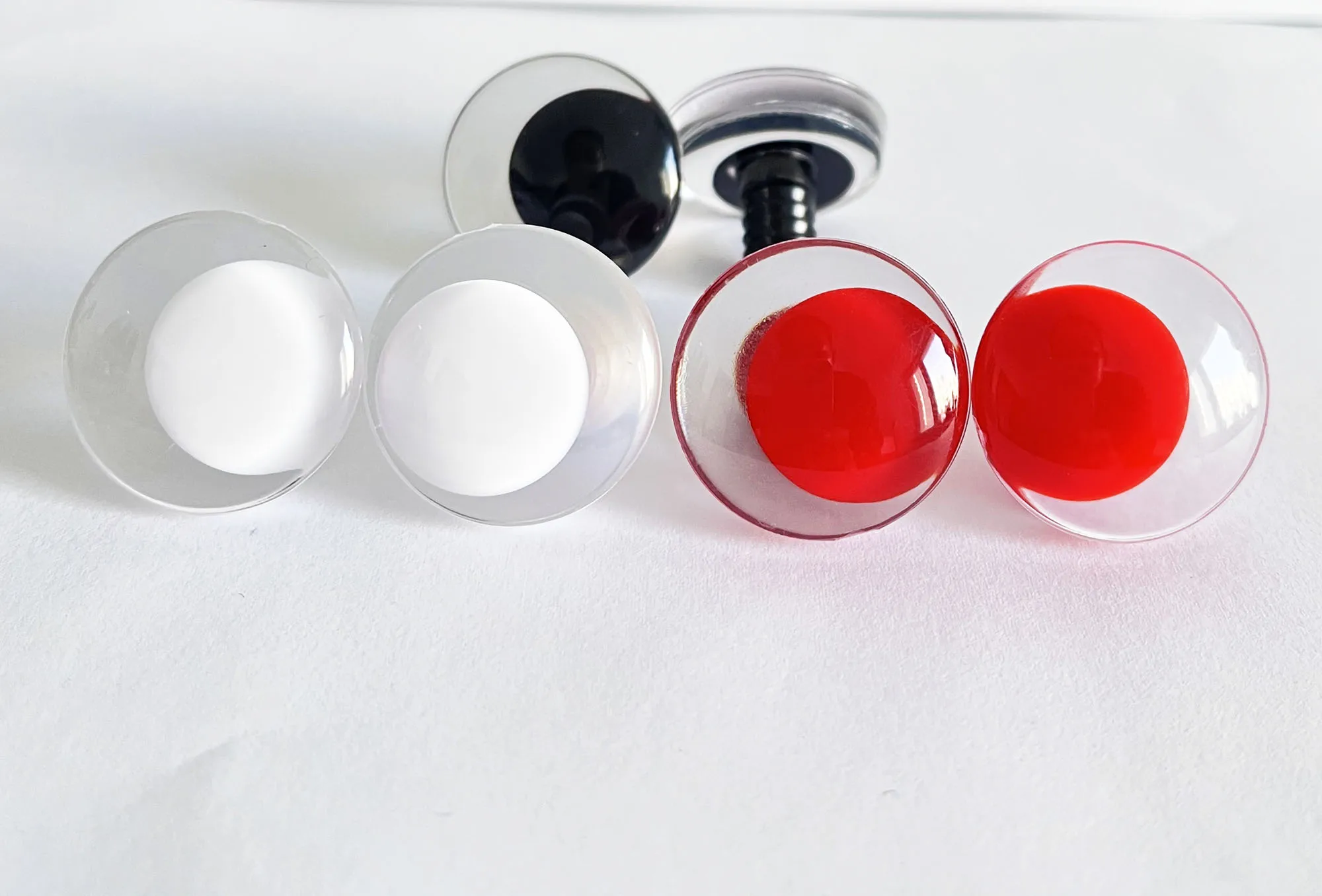 100pcs 12mm- 40mm black white red pupil clear 3D comical round glitter ...