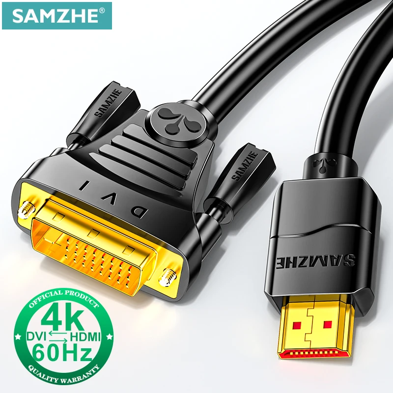 SAMZHE HDMI-Compatible To DVI Cable HD 1080P 4K Converter Adapter For ...