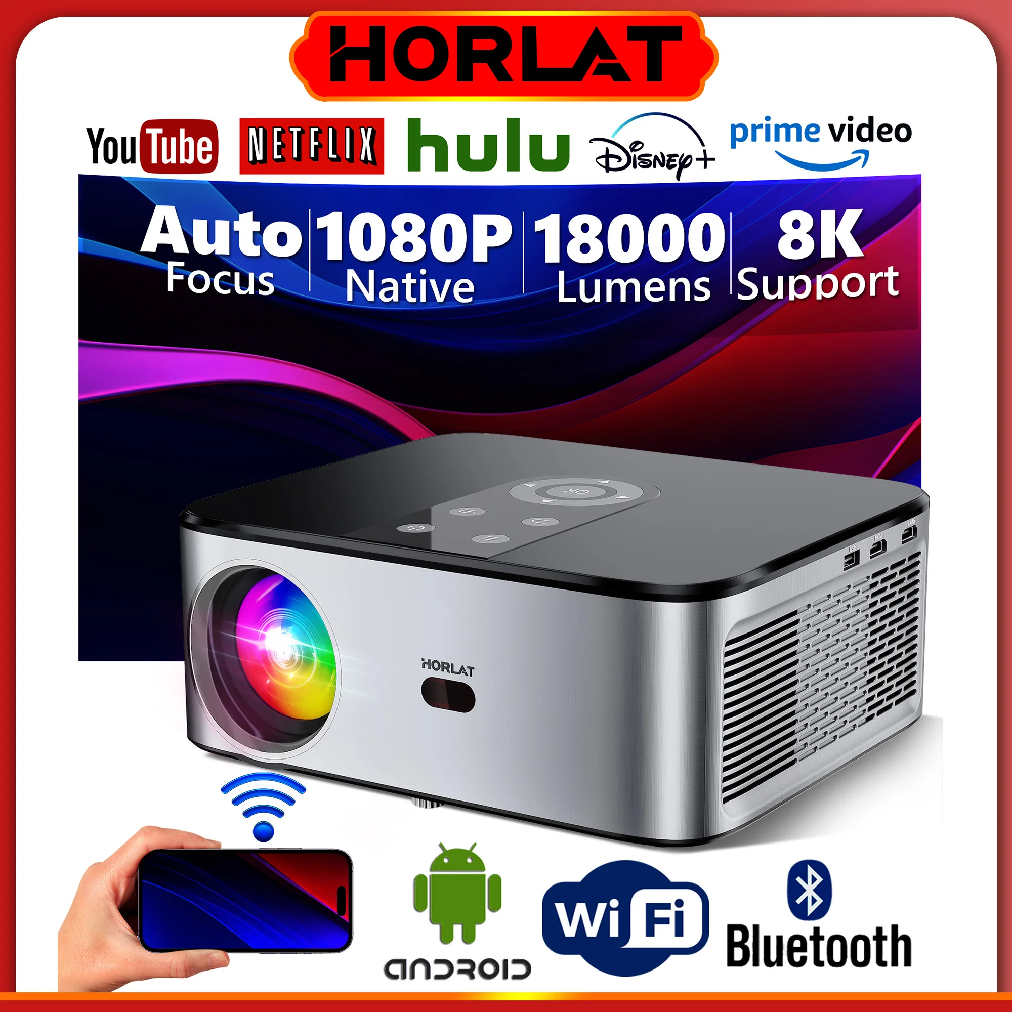 HORLAT-Android-4K-LED-Projector-700ANSI-Full-HD-1080P-Video-16G-Home ...