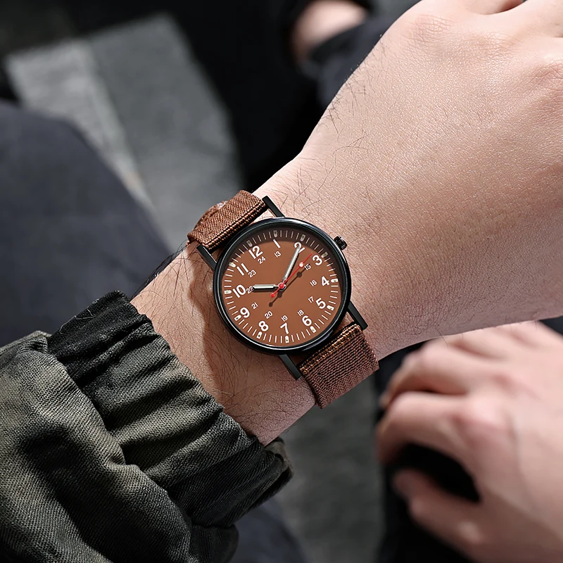Fashion Men Luxury Quartz Watch Soldier Watch Simple Men Canvas Strap ...