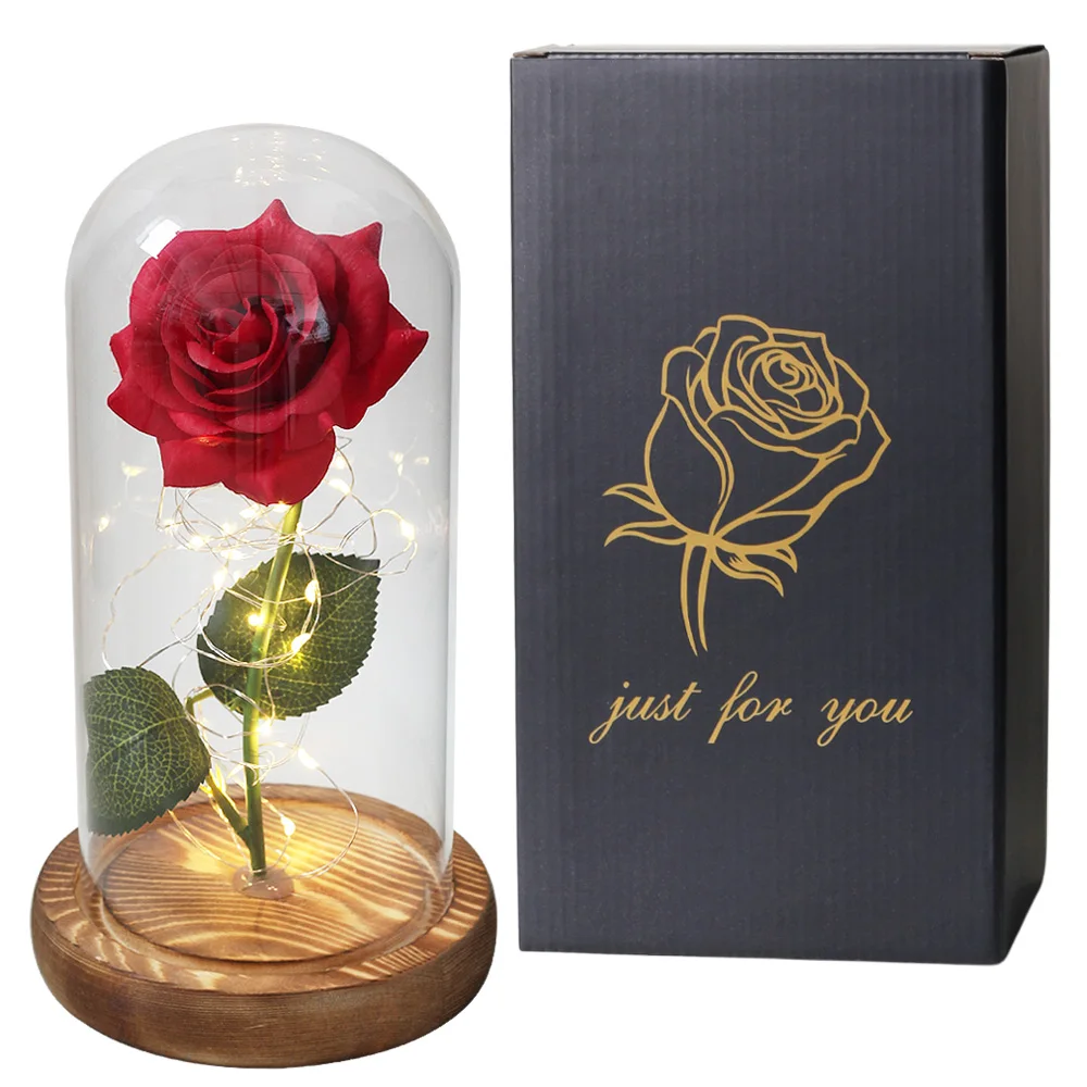 Rosas de la bella y la bestia para regalo de Navidad, rosa de cristal ...