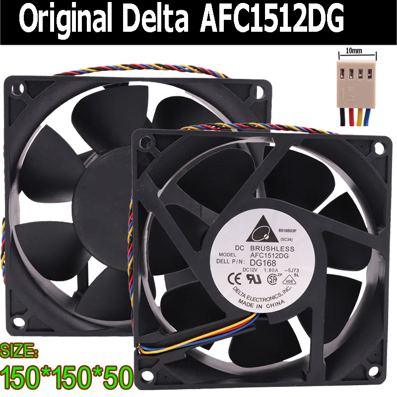 Server Cooling Fan For Delta 150mm Afc1512dg 15cm 15050 12v 1.80a 490/690 Pg168 Nc466 Dc ...