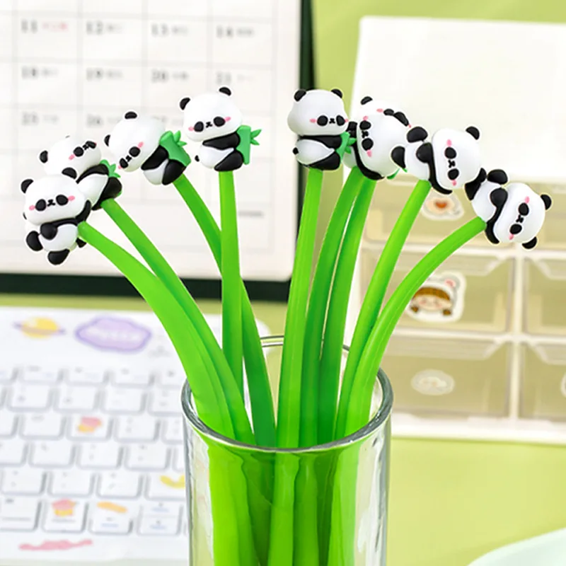 2pcs-lot-Cute-Panda-Gel-Pen-School-Supplies-Cartoon-Silicone-Black ...