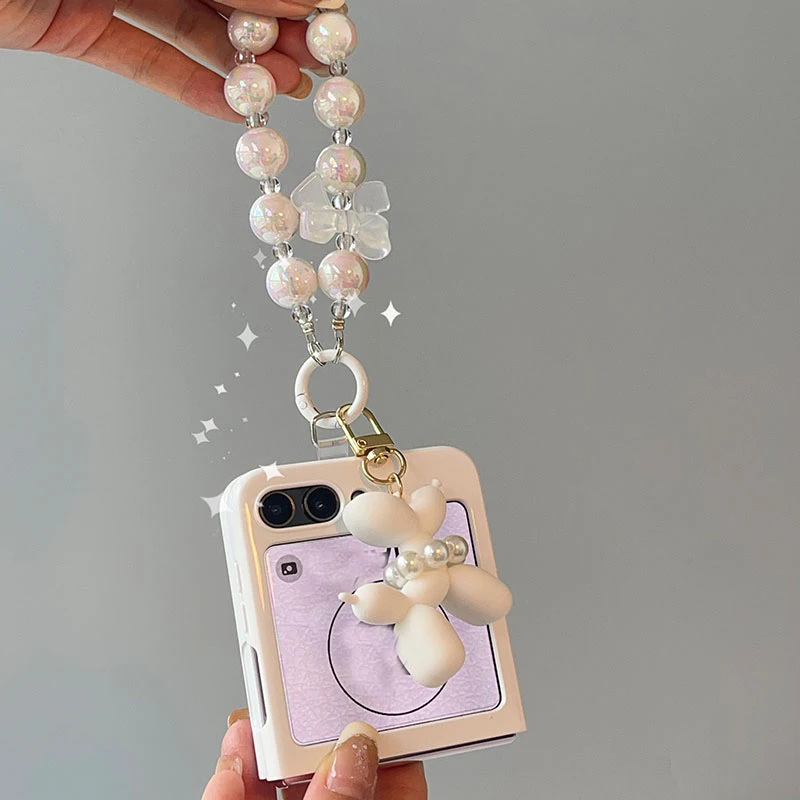 Korean Cute Dog Pendant Bracelet Chain Phone case For Samsung Galaxy Z ...