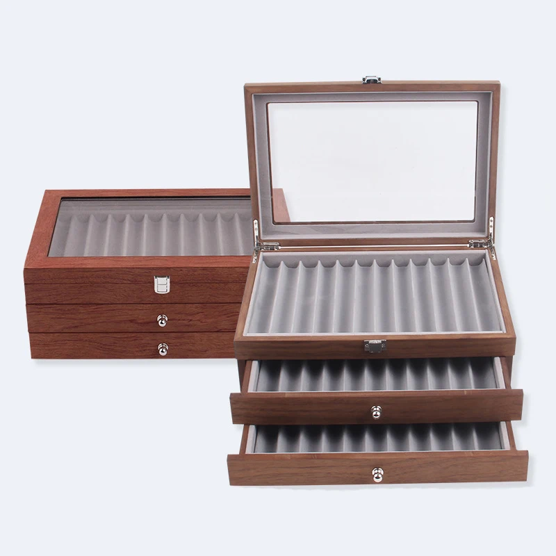 3-Layer-Wood-Pen-Display-Box-34-Pen-Organizer-Box-Pen-Display-Case ...