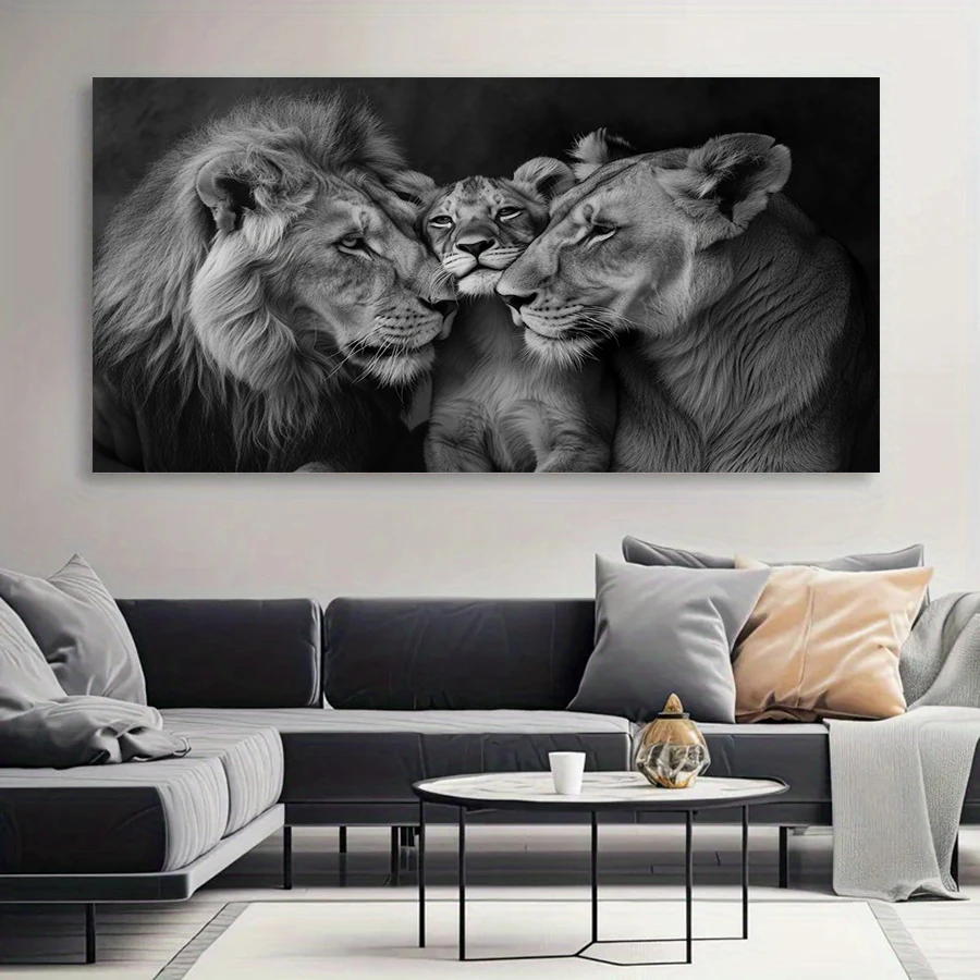 New Modern Light Luxury Minimalist Lion Wall Art - Black & White Lion ...