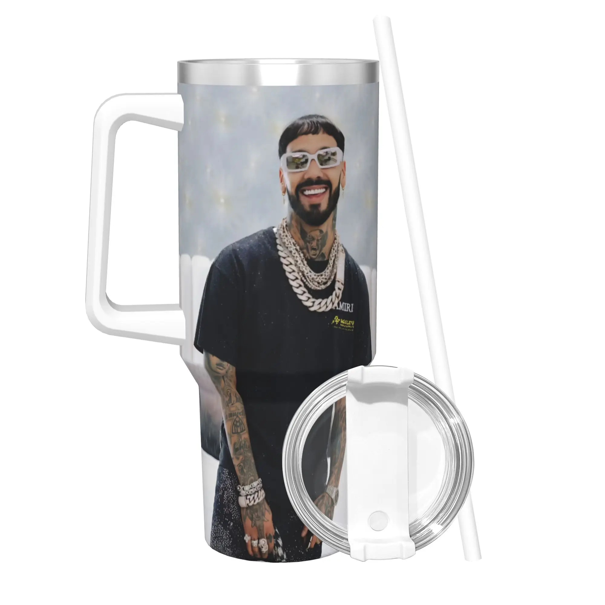 Anuel AA Rapper Singer Tumbler Vacuum Insulated Coffee Cups Vacuum ...
