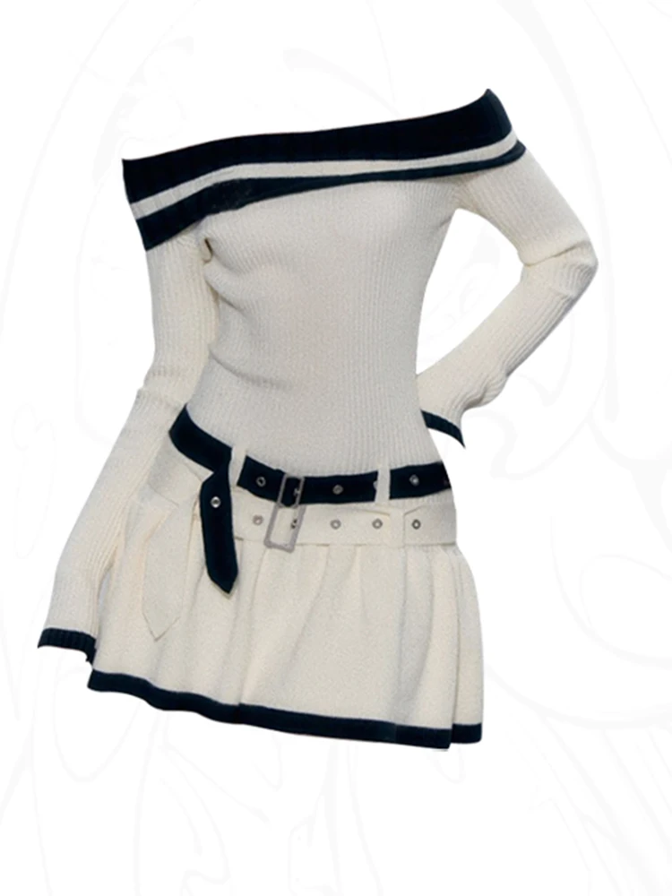 Autumn-Mini-Slash-Neck-Knit-Dress-For-Women-2024-Sexy-Gyaru-2000s ...