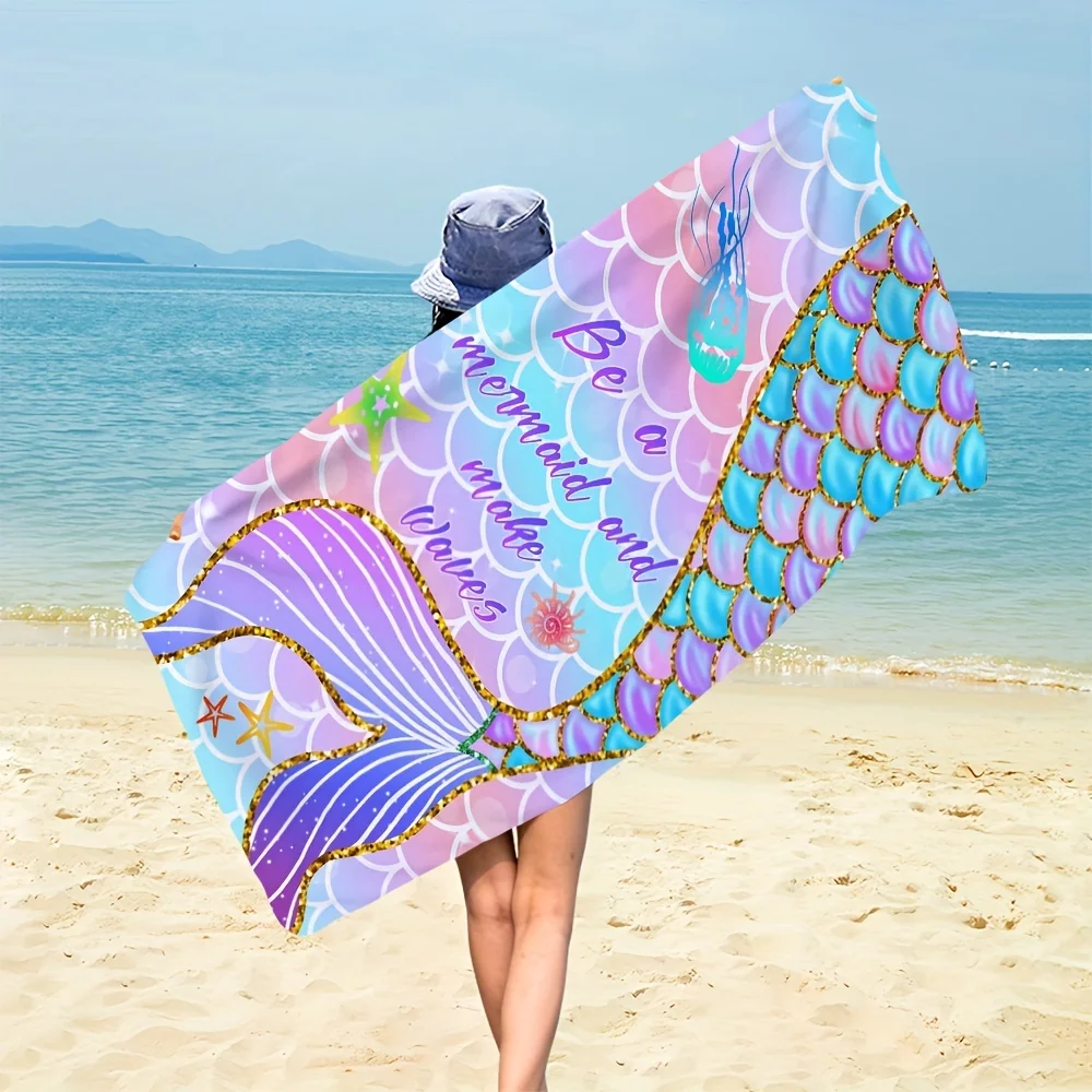 Soft-Microfiber-Mermaid-Beach-Towel-Quick-Drying-Perfect-for-Swimming ...