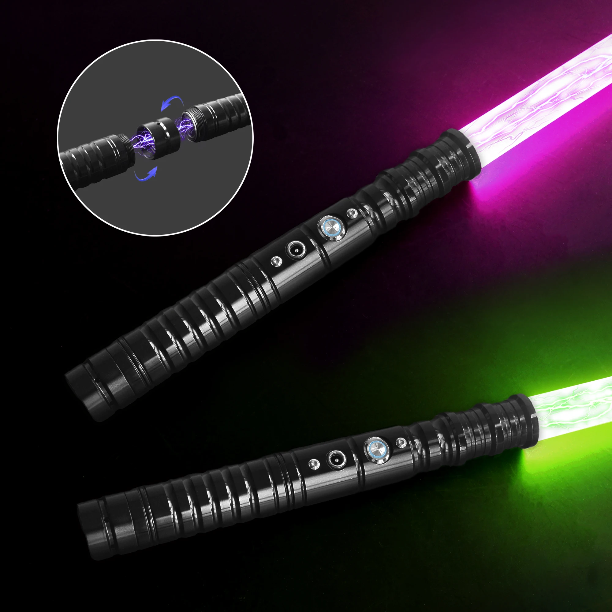 PHS-Phantom-Lightsaber-Silver-and-black-two-metal-handles-small-and ...